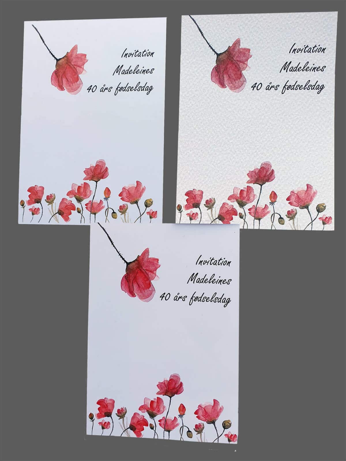 Elsker du grøftekantsblomster? Se disse invitationer med valmuer. 4 slags