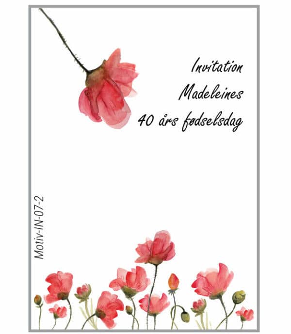 Bestil invitationer med blomster. Lækre designs med personligt print