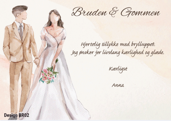Køb lykønskningskort til bryllup med din personlige hilsen